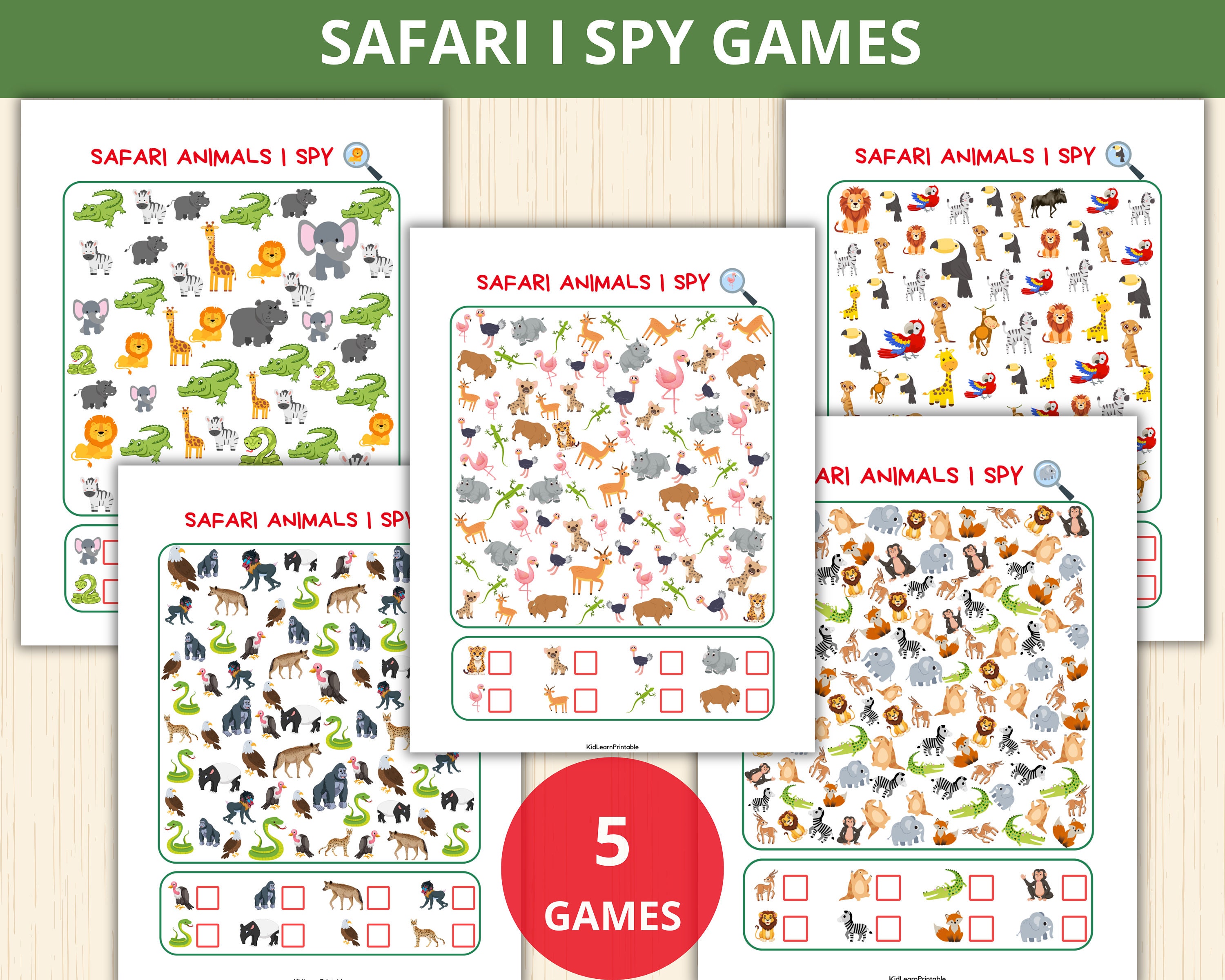 Safari Animal I Spy,counting Activity,look and Find,animals Preschool,i ...