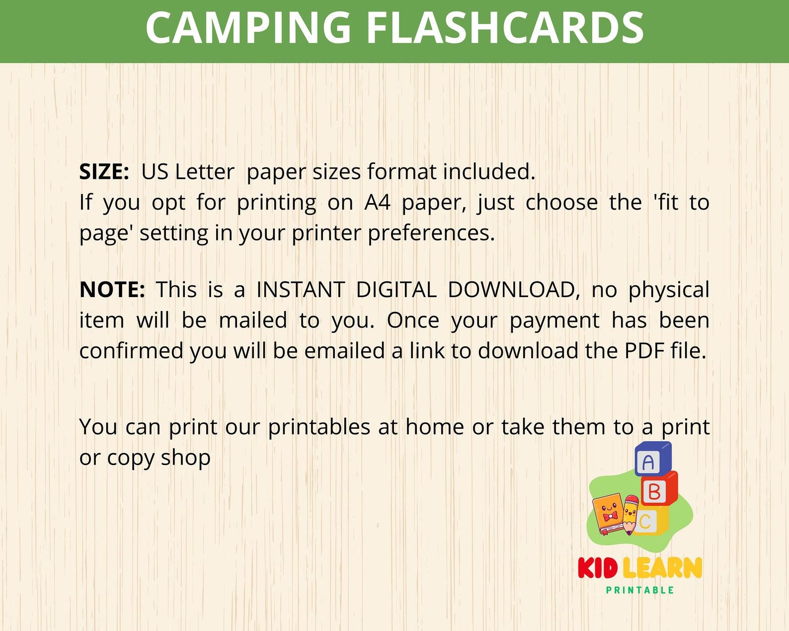 Camping Flash Cards,alphabet Flashcards,kindergarten Prek,seasonal ...