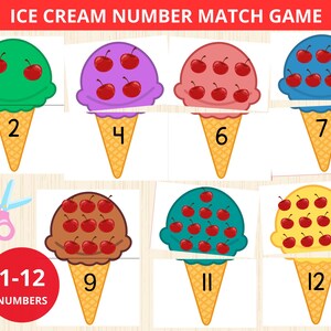 Ice Cream Numbers Matching,sort and Match Game,number Matching Ice ...