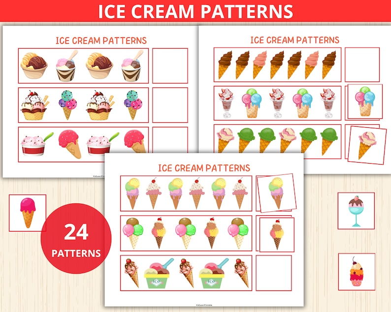 Ice Cream Patterns,what Comes Next,scissors Skills,ice Cream Activities ...