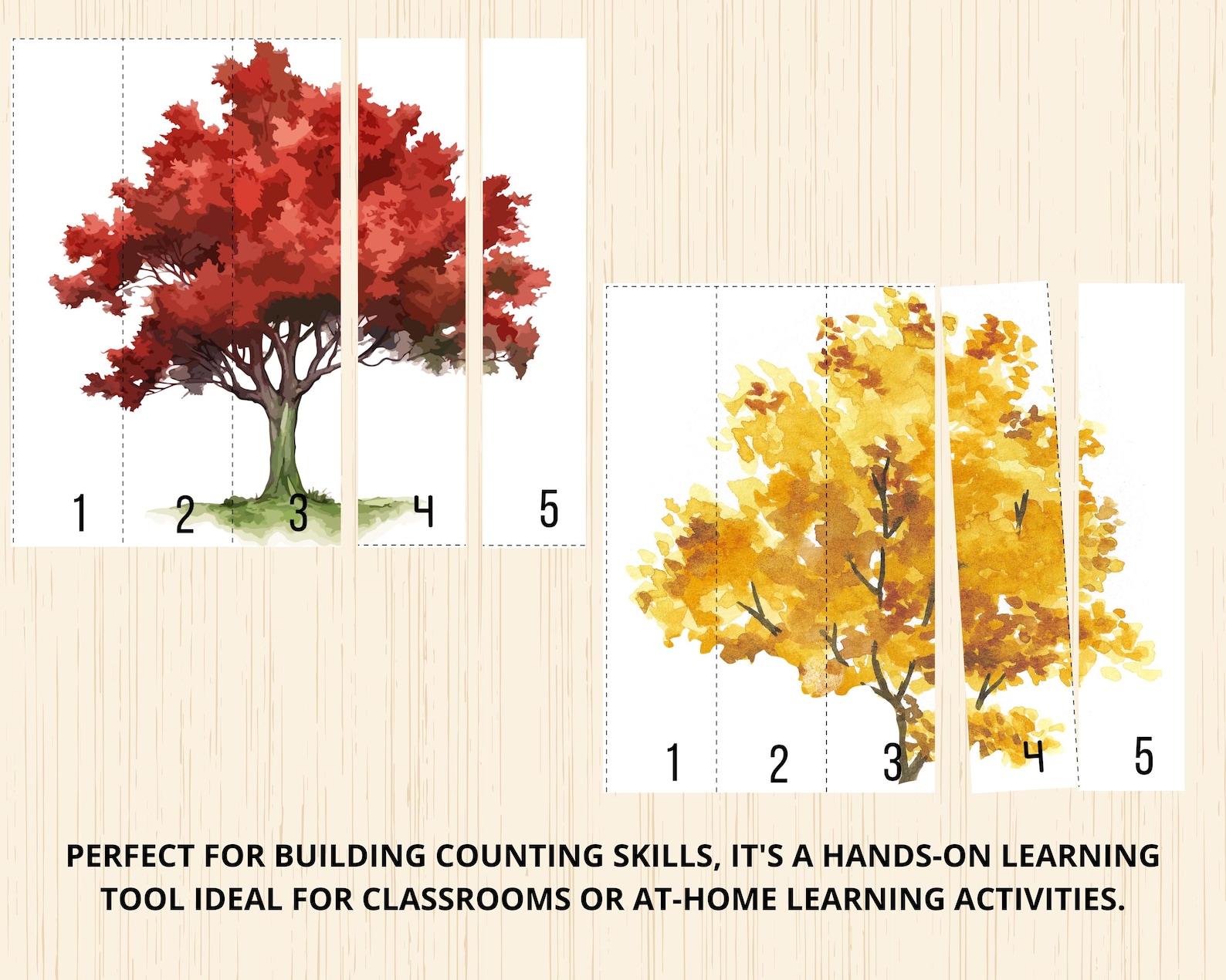 Tree Puzzle Kids,montessori Fall Wooden Puzzle,fall Number Sequence ...