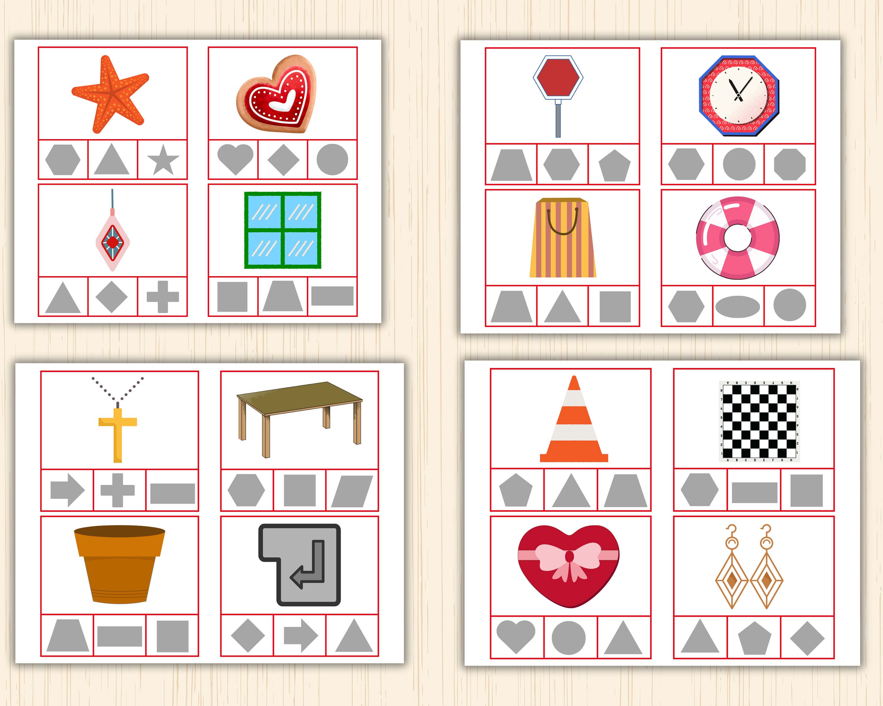 Shapes Sorting Activity,shapes Clip Card,matching Activity,learning ...