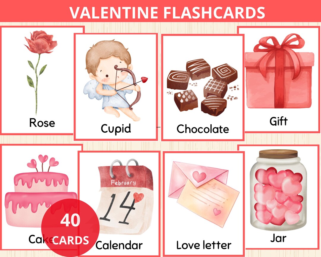 Valentine's Day Flashcards,valentine Flashcard,valentine Vocabulary ...