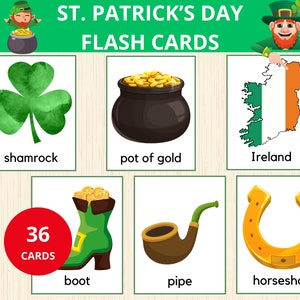 St. Patrick's Day Vocabulary, St Patricks Flash Card,st. Paddy's Day ...