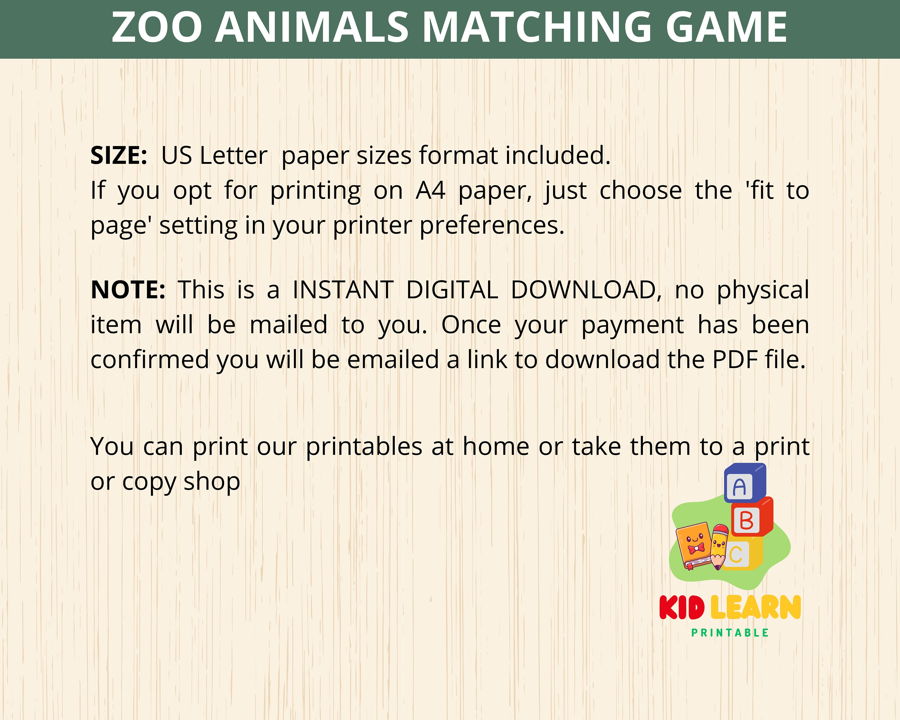 Zoo Animals Matching Game,zoo Animals Puzzle Pairs,puzzle Symmetry ...