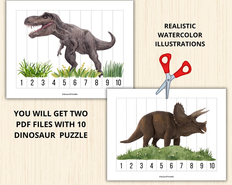 Dinosaur Puzzle Number,dinosaur Sequence Puzzles,montessori Preschool ...