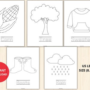 Autumn Tracing Worksheets,fall Trace Practice,fine Motor Skills,fall ...