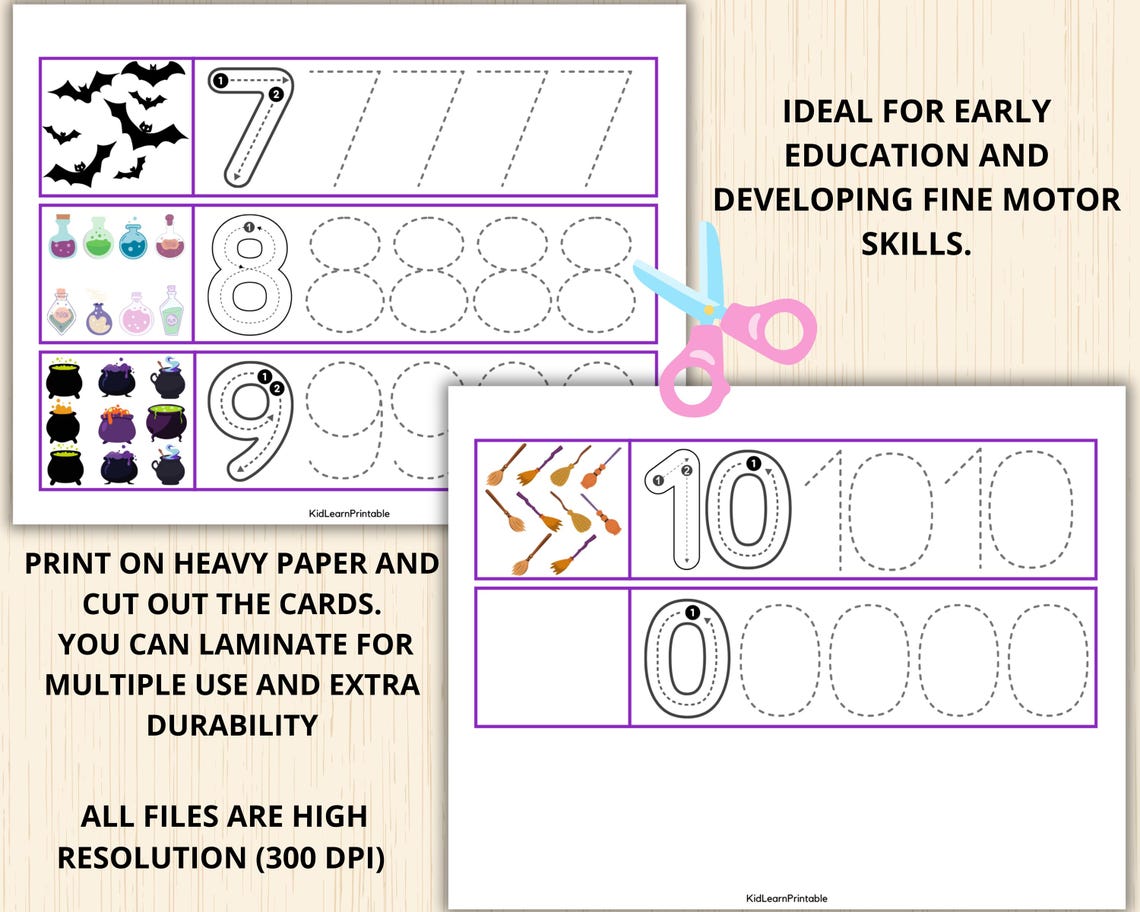 Halloween Number Tracing,handwriting Practice,writing Skills,tracing ...