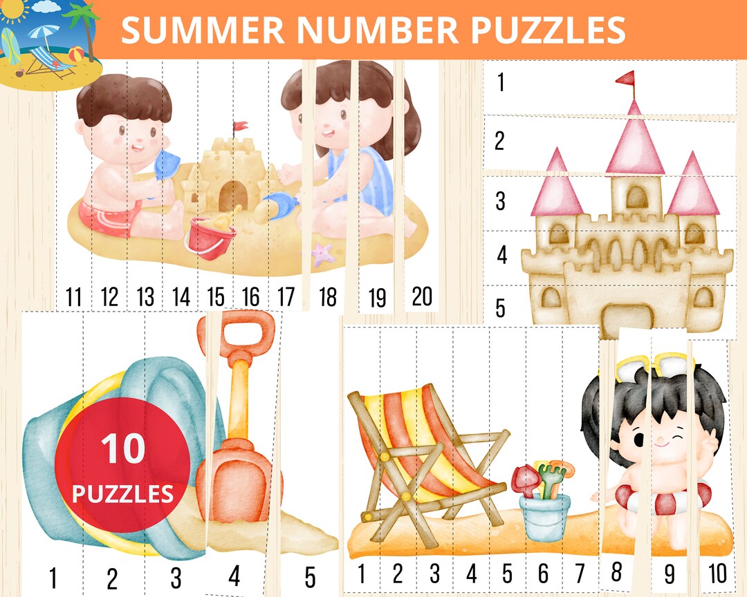 Summer Preschool,summer Puzzle, Activity,number Sequence,sequence ...