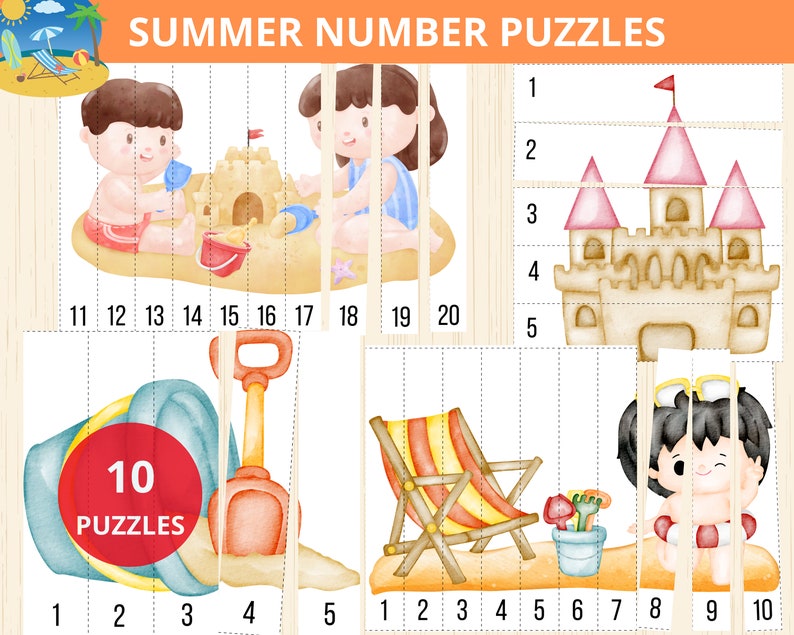 Summer Preschool,summer Puzzle, Activity,number Sequence,sequence ...