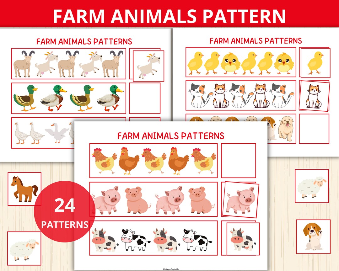 Farm Animals Patterns,what Comes Next,scissors Skill,farm Animals ...