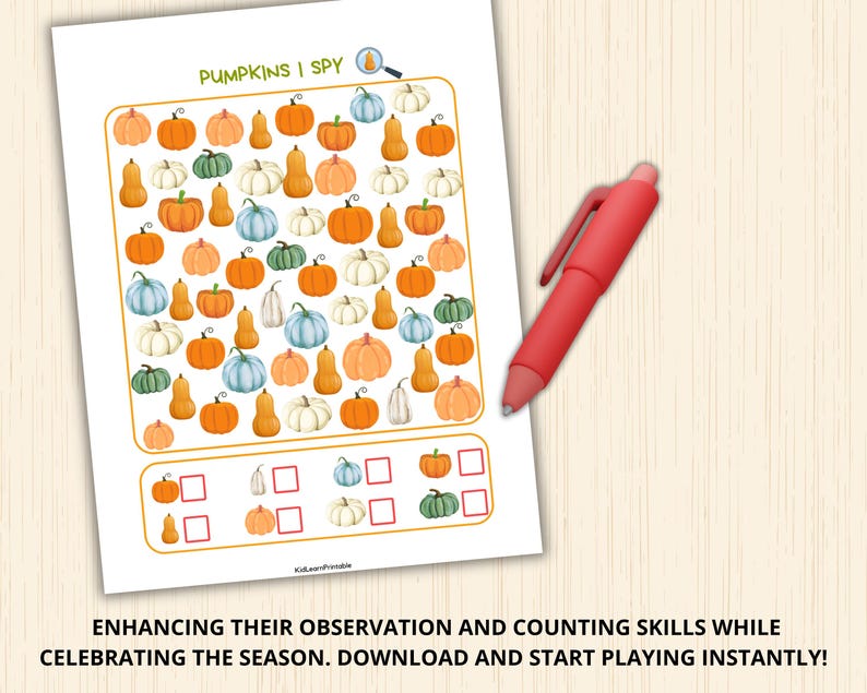 I Spy Pumpkins,fall Counting Activity,fall Worksheets,fall Preschool,i ...