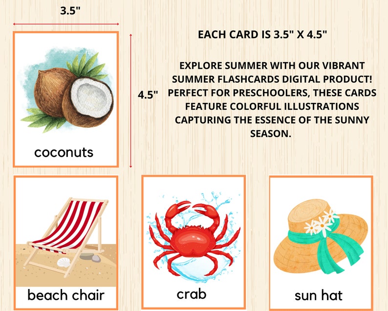Summer Flashcards, Seasons Flashcard,beach Cards,summer Montessori ...