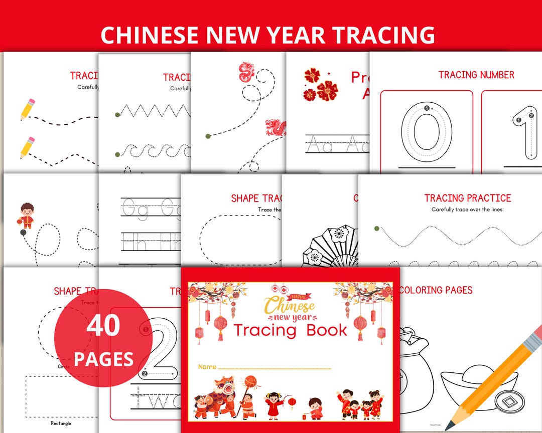 Chinese New Year Tracing,lunar New Year Preschool,handwriting Practice ...
