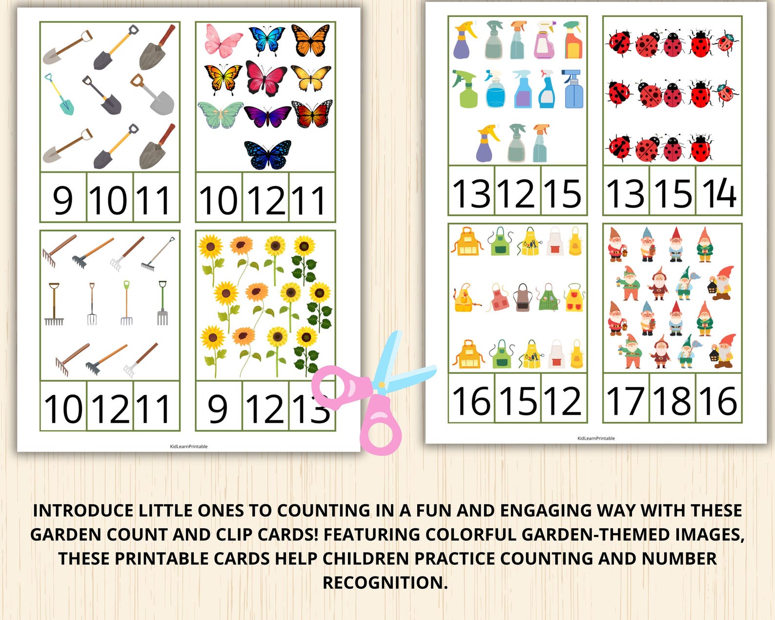 Garden Count and Clip Cards,garden Counting Clip,number 1-10,number ...