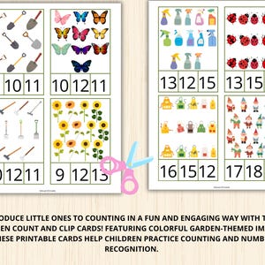 Garden Count and Clip Cards,garden Counting Clip,number 1-10,number ...