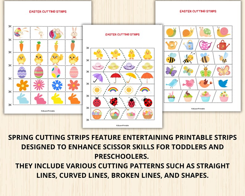 Easter Cutting Practice,easter Scissor Strips,scissor Skills Practice ...