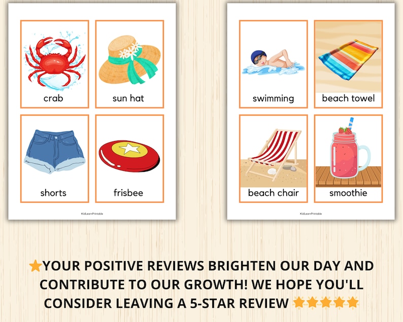 Summer Flashcards, Seasons Flashcard,beach Cards,summer Montessori ...