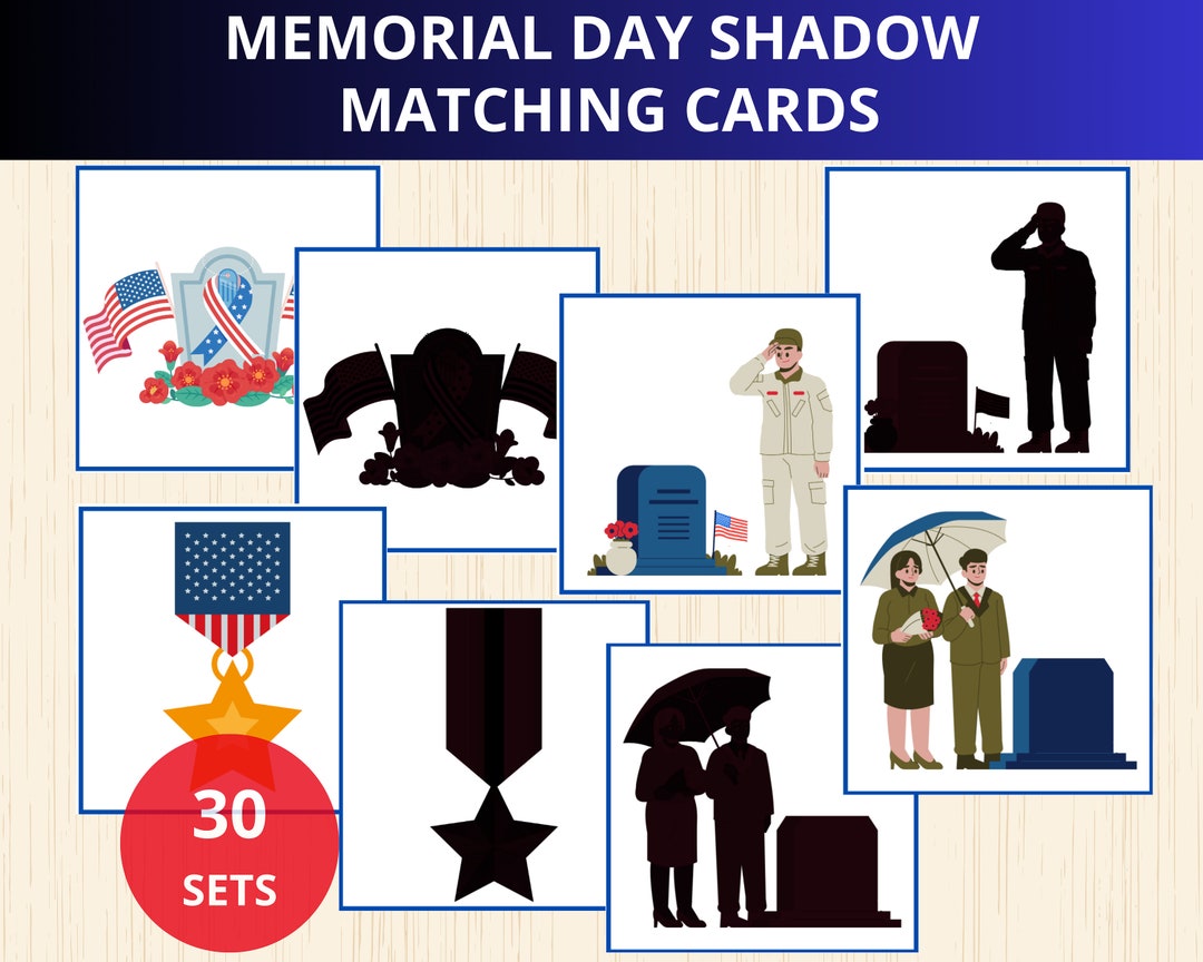 Memorial Day Shadow Matching,memorial Day Flashcards,activity,preschool ...