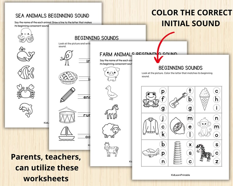 Beginning Sound Worksheet, Initial Sound, Phonics Printable ...