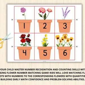 Flower Number Matching,spring Counting Number,spring Preschool Activity ...