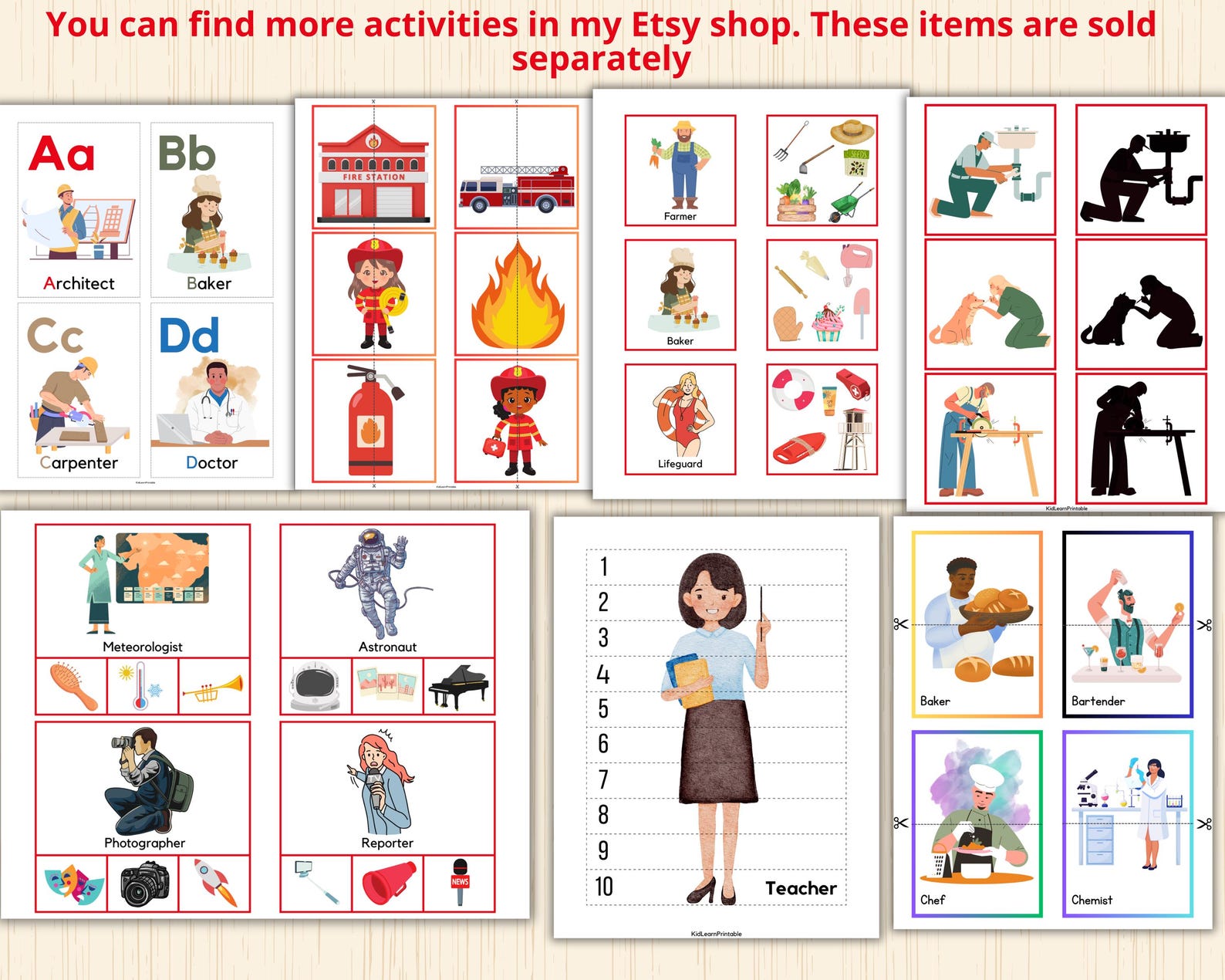 Occupation Alphabet Flashcards,alphabet Job Flashcards,profession Abc ...