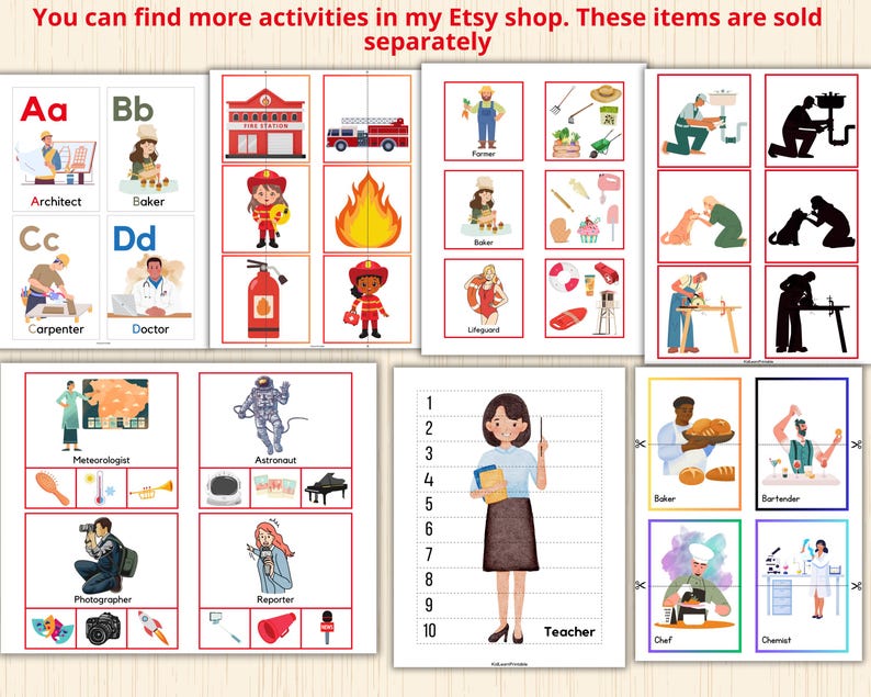 Occupation Alphabet Flashcards,alphabet Job Flashcards,profession Abc ...