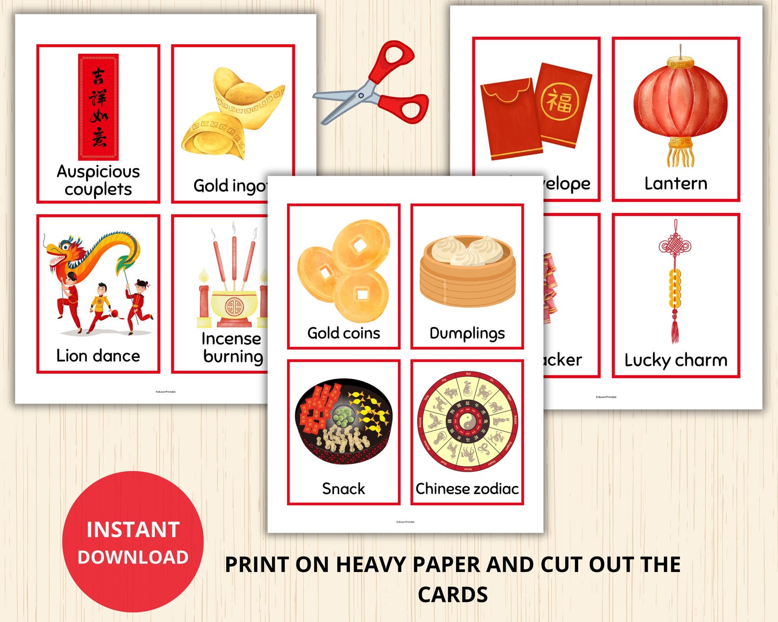 Chinese New Year Flashcards,lunar New Year Vocabulary Cards,montessori ...
