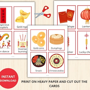 Chinese New Year Flashcards,lunar New Year Vocabulary Cards,montessori ...