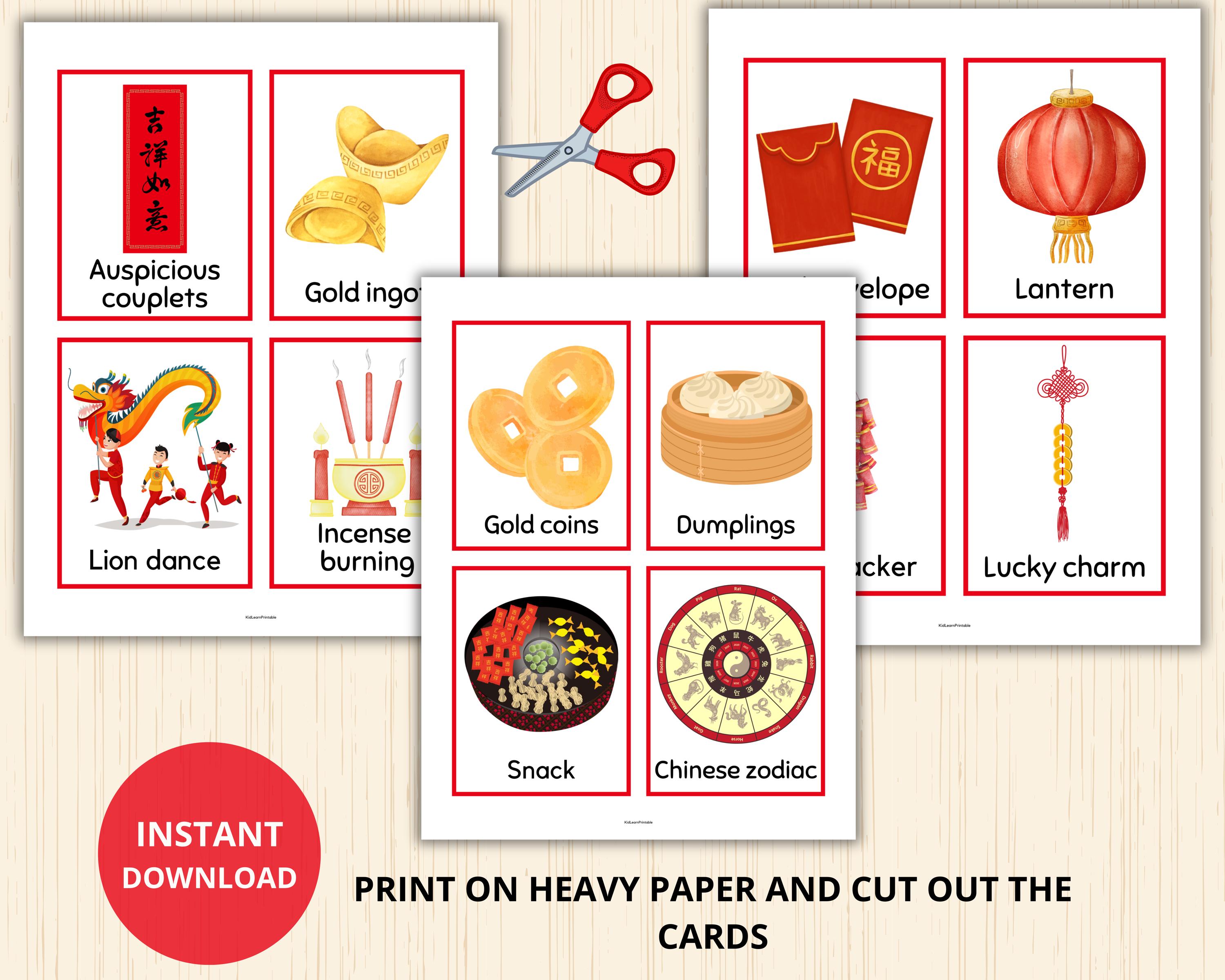 Chinese New Year Flashcards,lunar New Year Vocabulary Cards,montessori ...