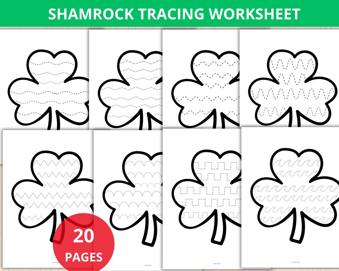 Saint Patrick Tracing Practice,shamrock Tracing Pages,patricks Tracing ...
