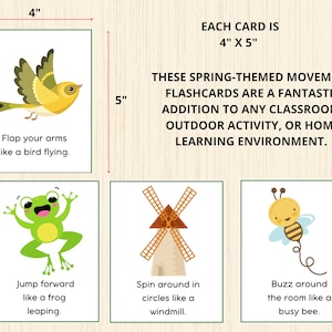 Spring Movement Cards, Kids Action Flashcards, Action Cards,montessori ...