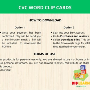 CVC Word Clip Cards, Beginning Sound, Alphabet Phonics, Montessori ...
