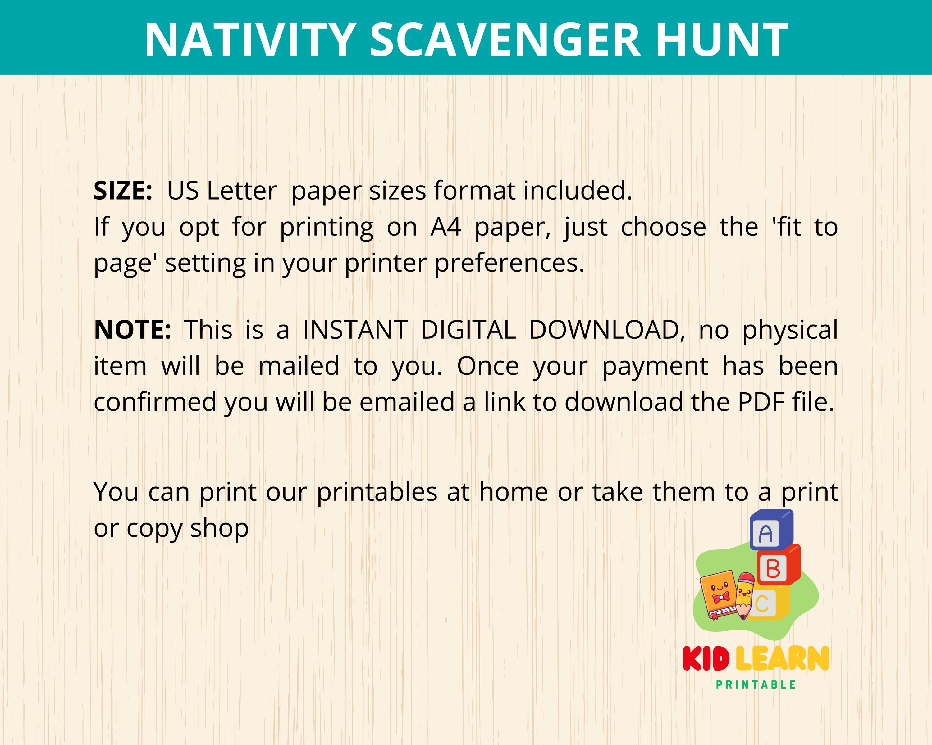 Nativity Scavenger Hunt,christmas Scavenger With Card,nativity Scene ...
