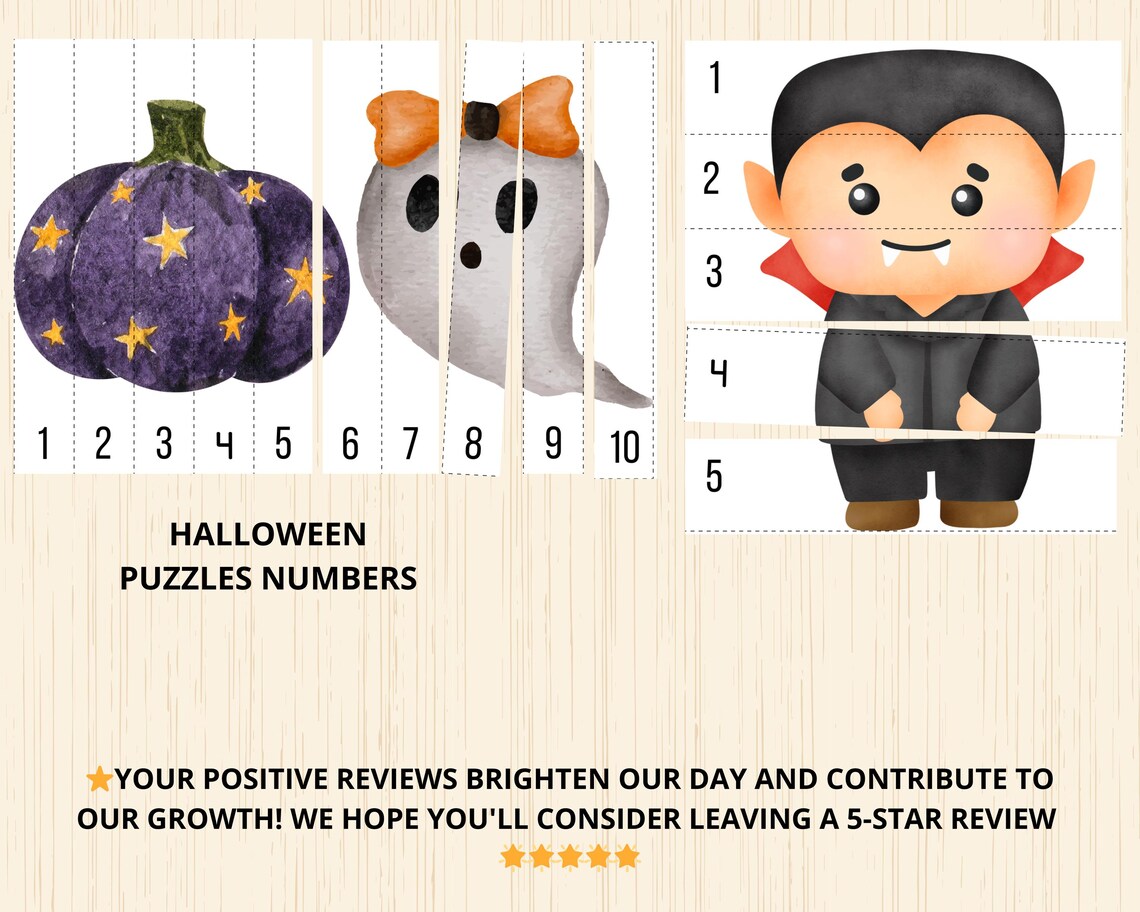 Halloween Number Puzzles,halloween Montessori,halloween Number Sequence ...