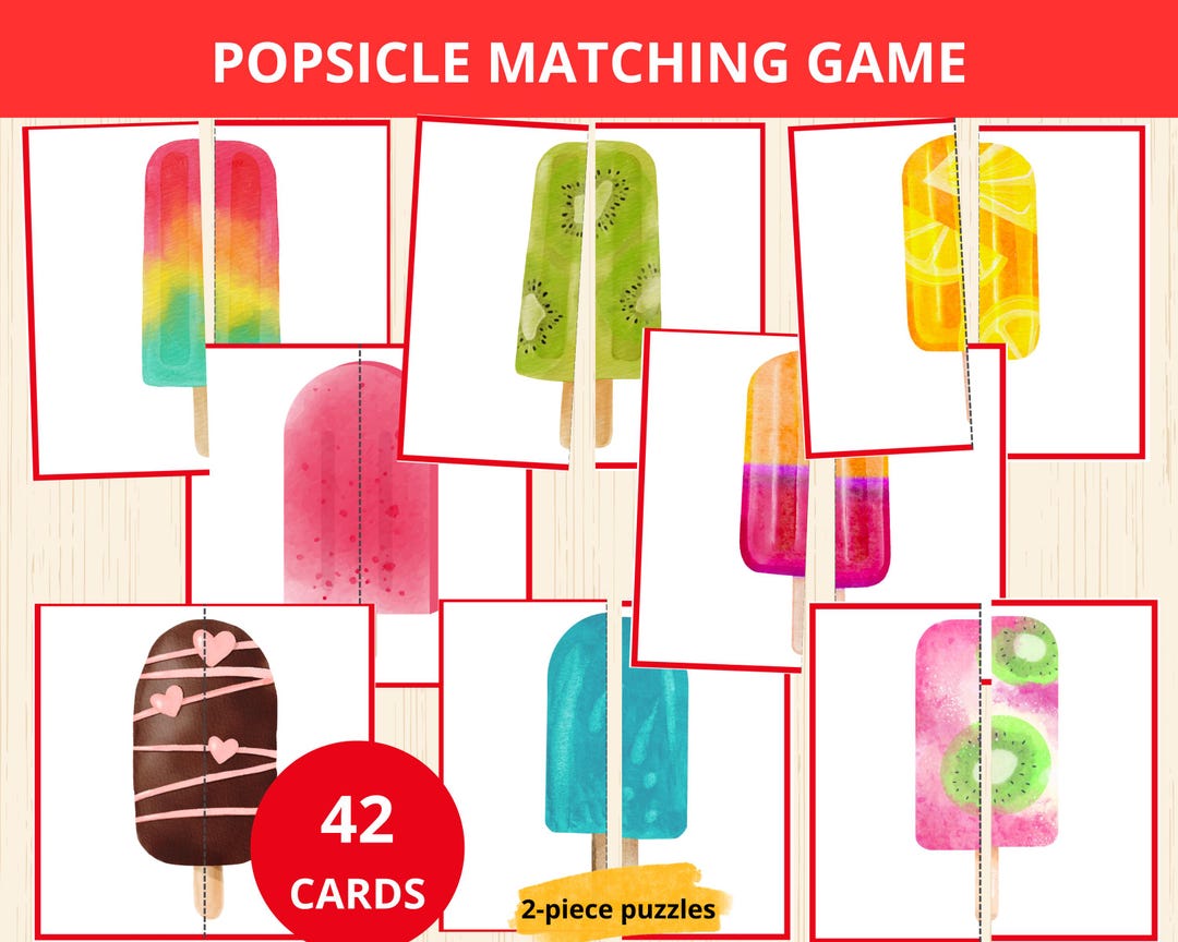 Popsicles Matching Game,summer Matching Activity,summer Preschool ...