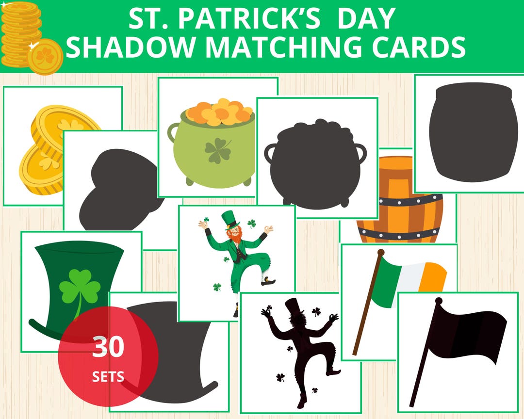 Saint Patrick's Day Shadow Matching,st. Patrick's Day Preschool,st ...