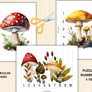 Preschool Autumn,mushroom Puzzle Number Sequence,mushroom Number ...