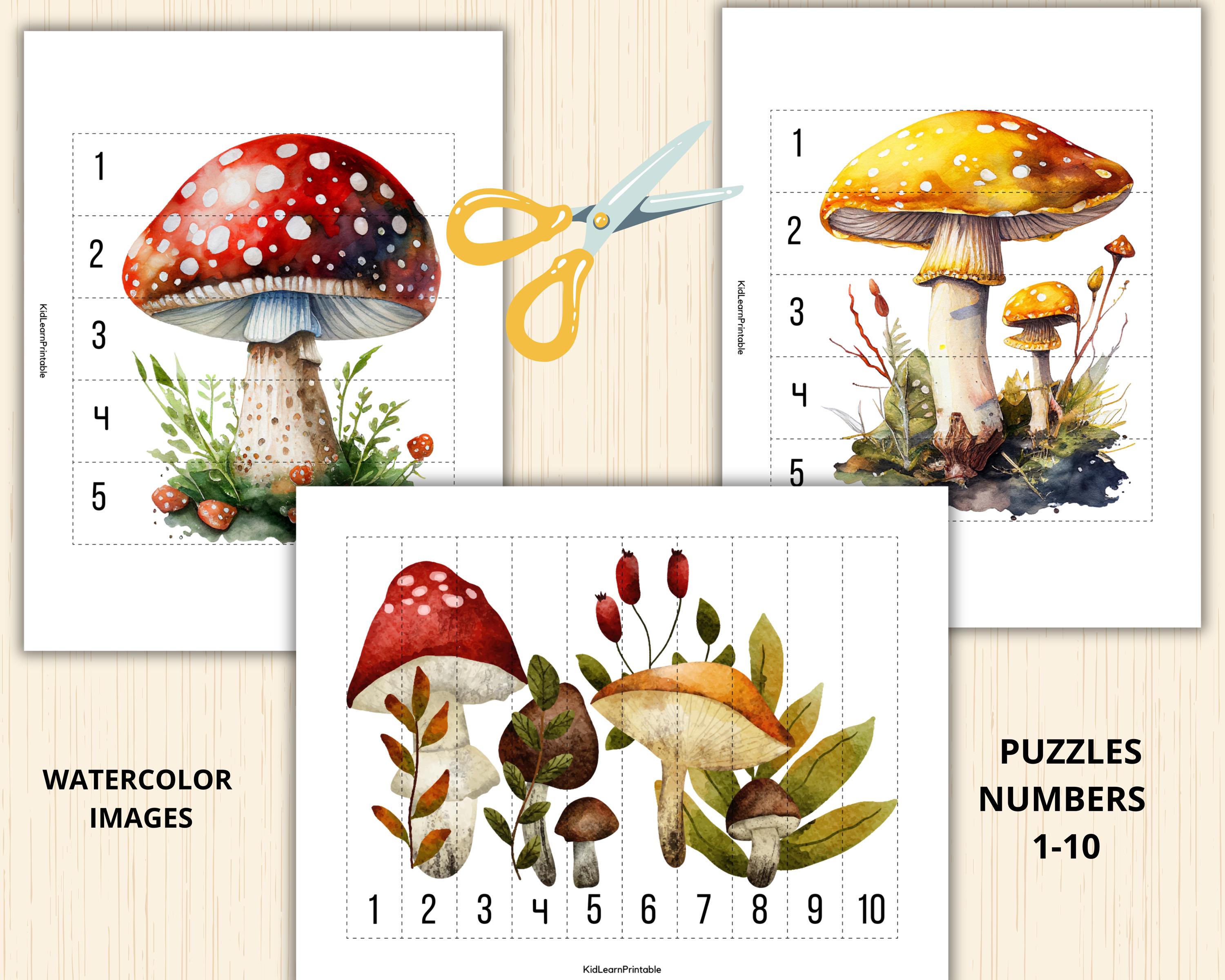 Preschool Autumn,mushroom Puzzle Number Sequence,mushroom Number ...
