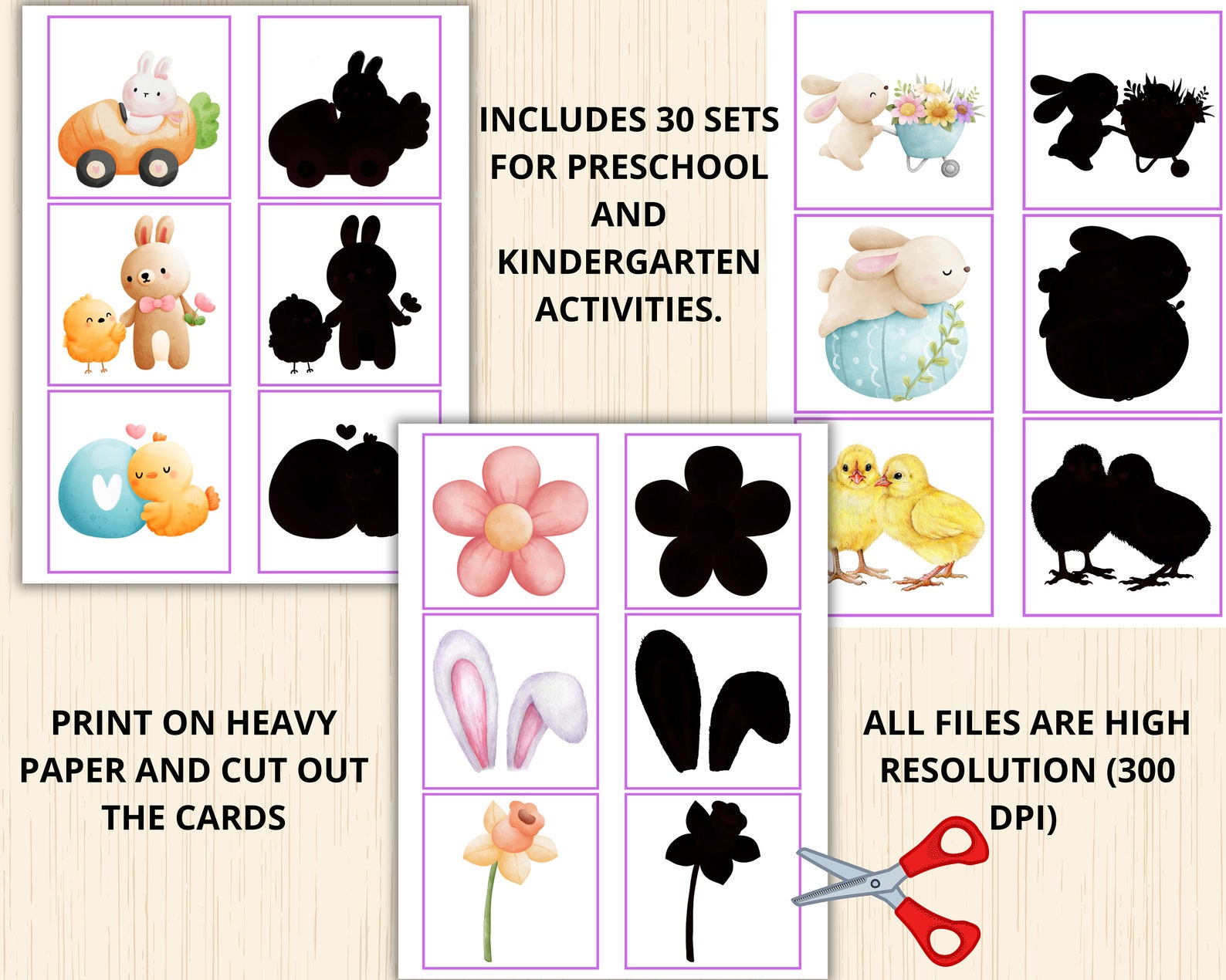 Easter Shadow Matching Cards,preschool Printable Shadow,easter Match ...