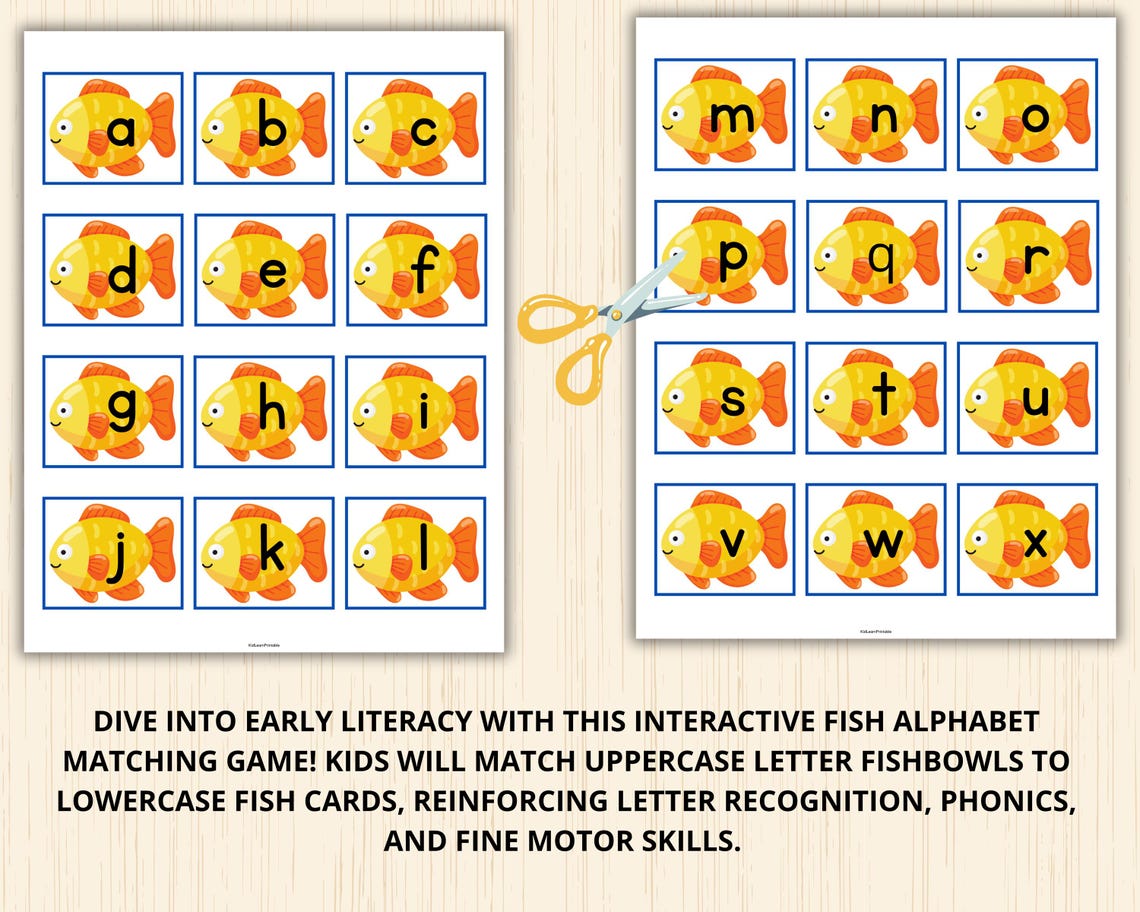 Fish Alphabet Match,ocean Animal Alphabet Matching,fish ABC Matching ...