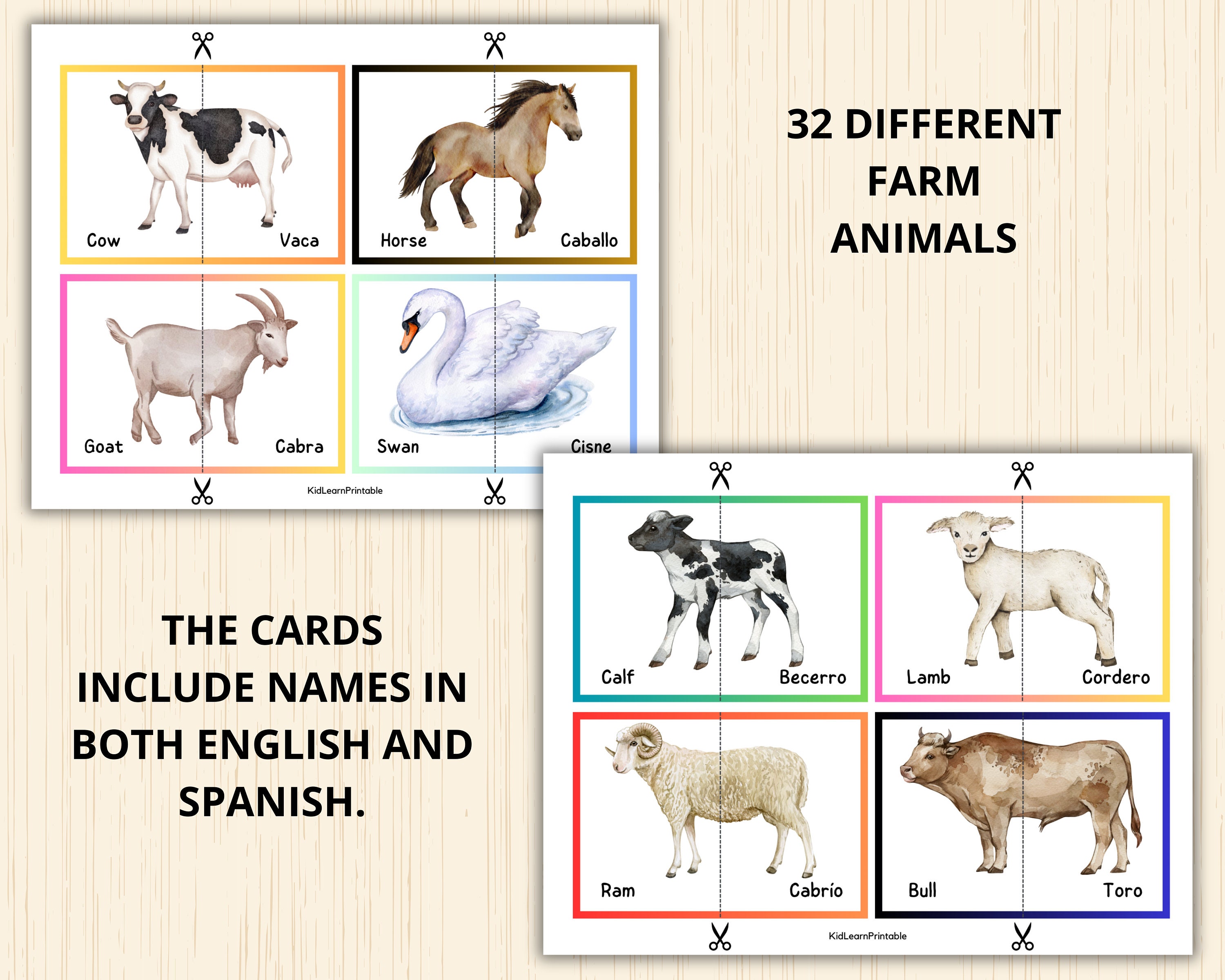 Farm Animals Puzzle Pairs,farm Animals Symmetry Puzzles, Animals ...