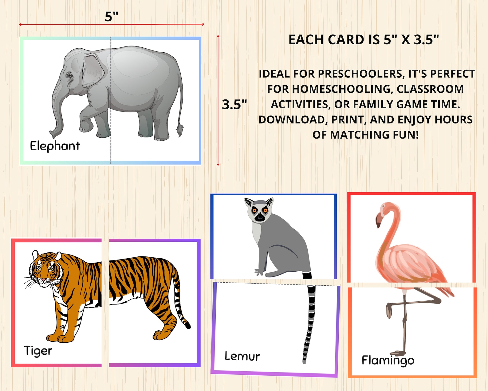 Zoo Animals Matching Game,zoo Animals Puzzle Pairs,puzzle Symmetry ...