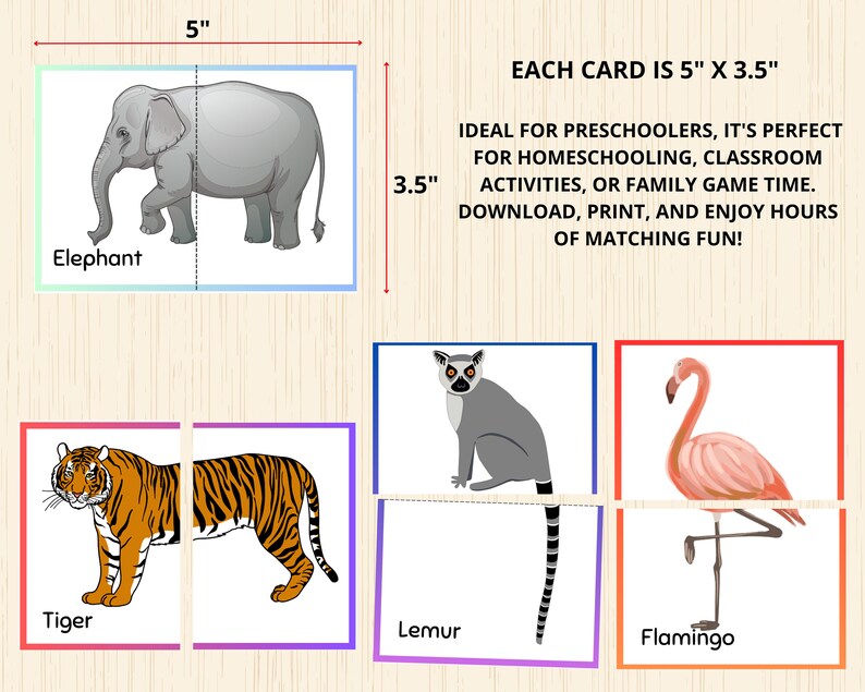 Zoo Animals Matching Game,zoo Animals Puzzle Pairs,puzzle Symmetry ...