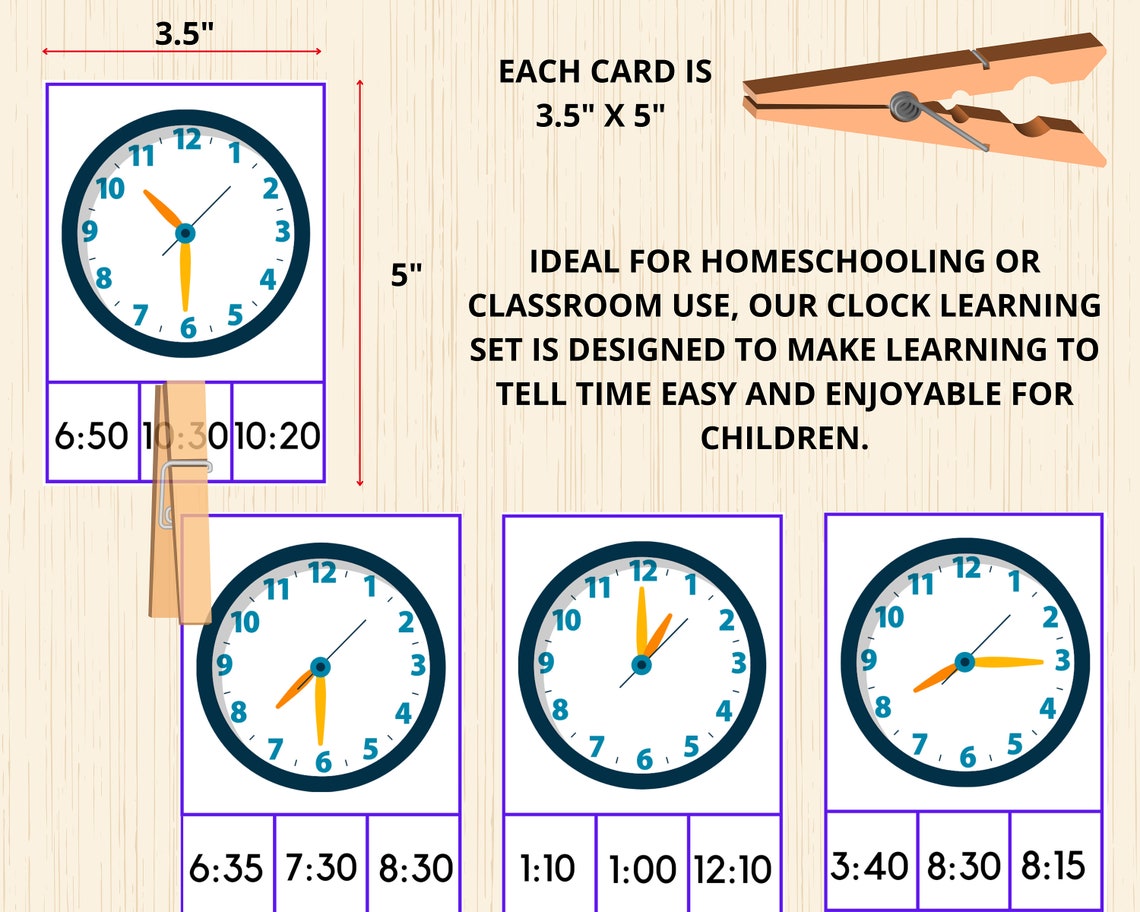 Telling Time Clip Cards,clock Activity,tell the Time Activity,learn the ...