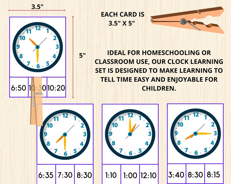 Telling Time Clip Cards,clock Activity,tell the Time Activity,learn the ...