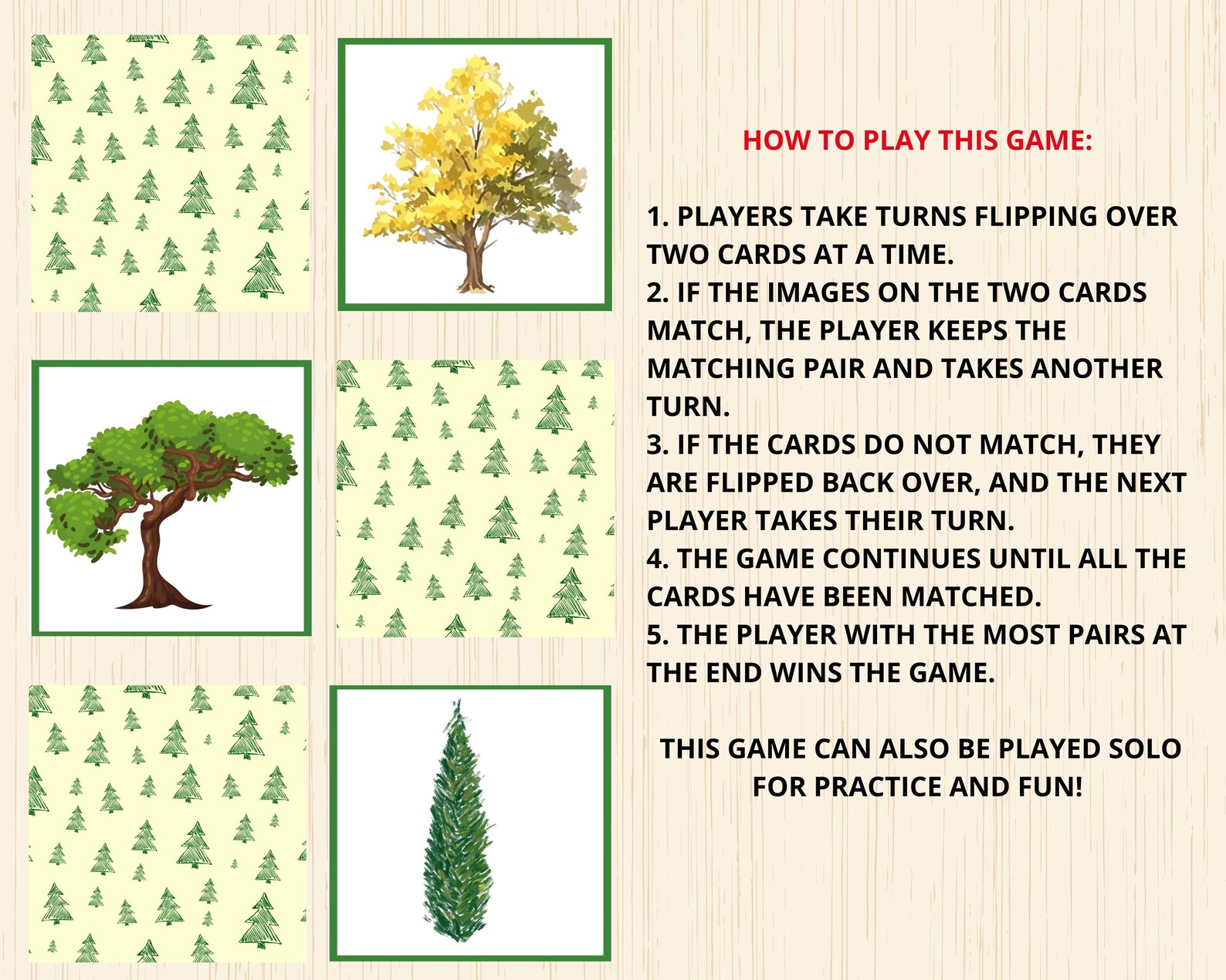 Tree Memory Game,tree Matching Game,tree Unit Study,nature Memory Game ...