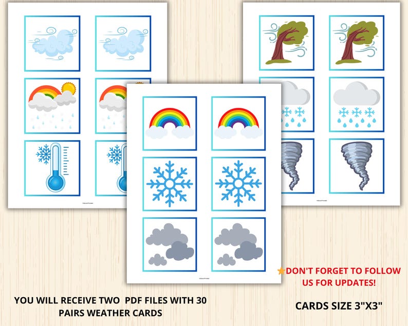 Weather Memory Game,weather Activity,weather Matching Game,weather ...