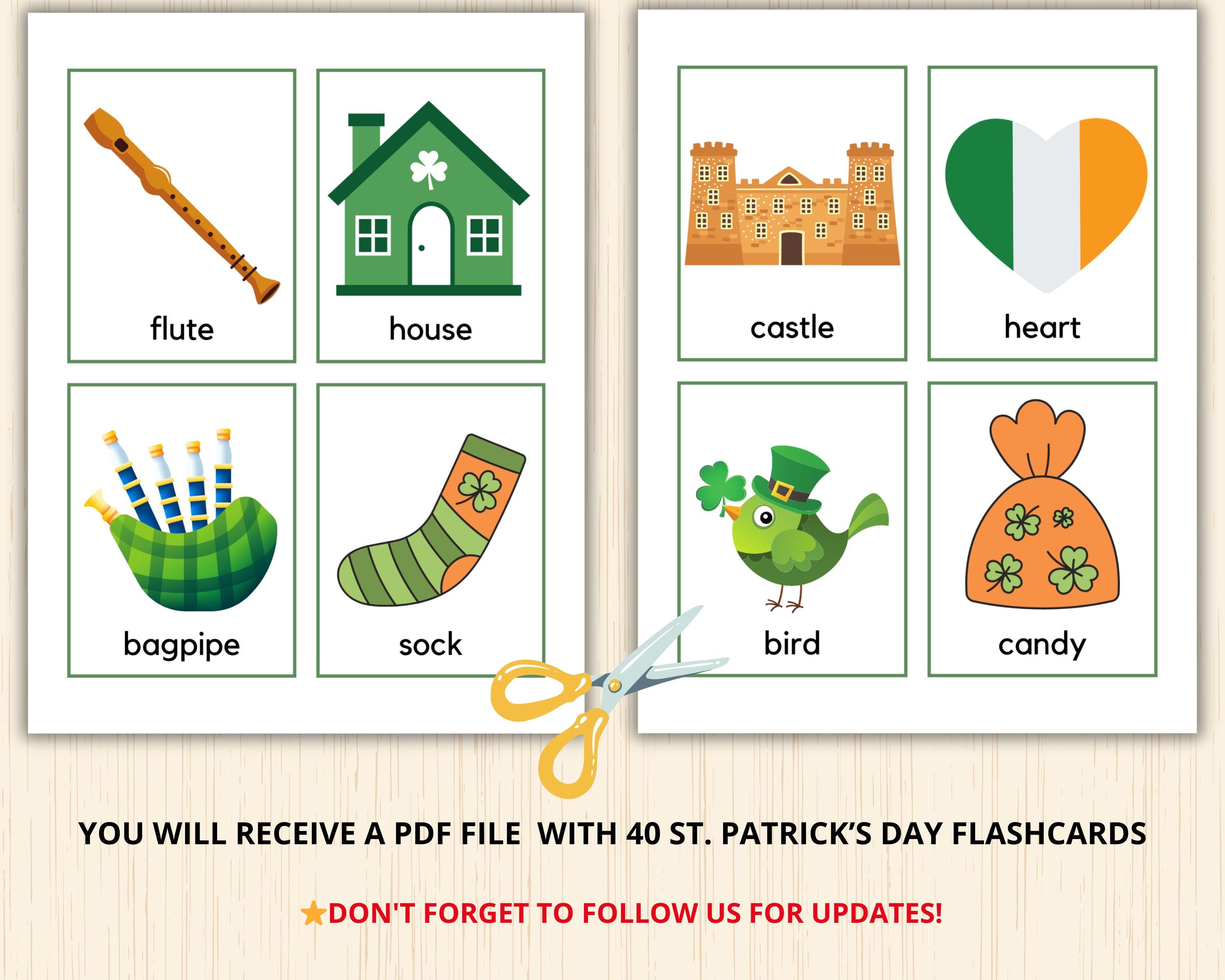 St. Patrick's Day Flashcard,st Patricks Vocabulary,saint Patrick's ...