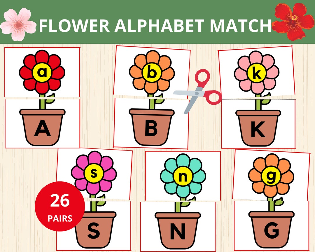 Flower Alphabet Match, Spring Preschool Activity,alphabet Matching Game ...